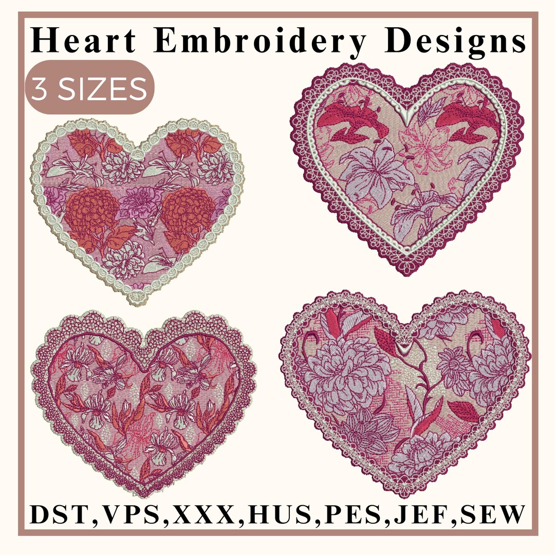 Heart Embroidery Design, Floral Heart Embroidery, Mini Heart Design ...