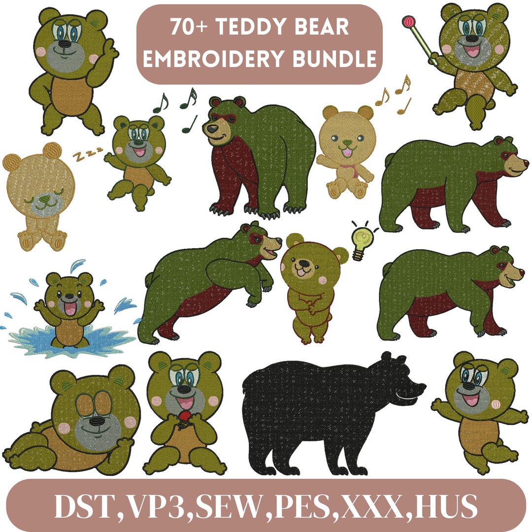 Bear Embroidery Design Teddy Bear Embroidery Bear Face Embroidery ...