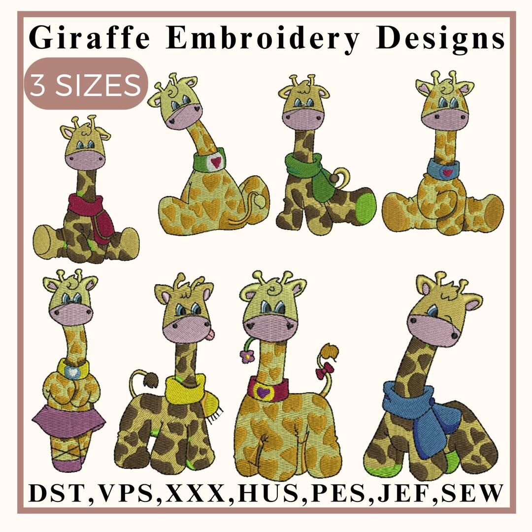 Giraffe Embroidery Design, Cute Giraffe Embroidery, Giraffe Applique ...