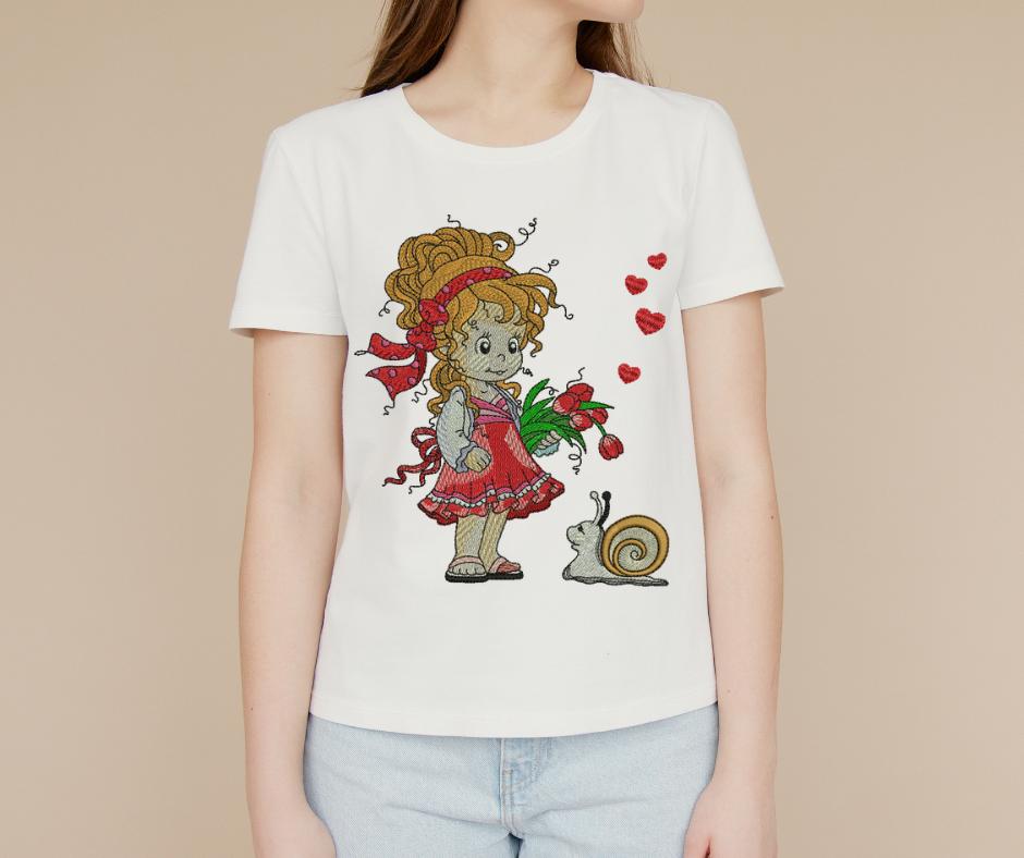 Girls Embroidery Design, Cute Girl Embroidery, Swirly Tricot Girl ...