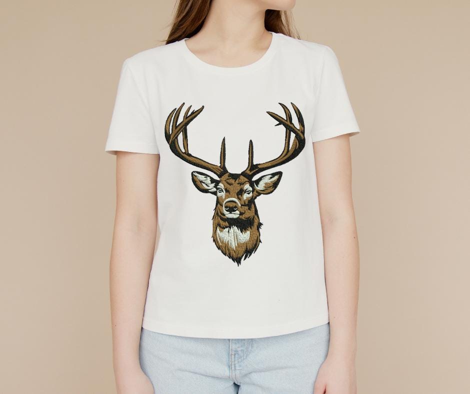 Deer Embroidery Design, Buck Head Embroidery, Christmas Deer Embroidery ...
