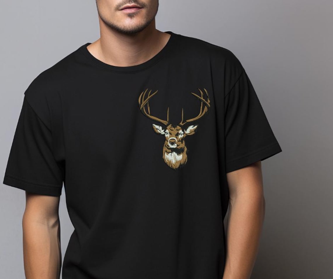 Deer Embroidery Design, Buck Head Embroidery, Christmas Deer Embroidery ...