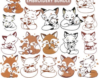 Fox Embroidery Design, Fox in Autumn Motif, Fox Design, Woodland ...