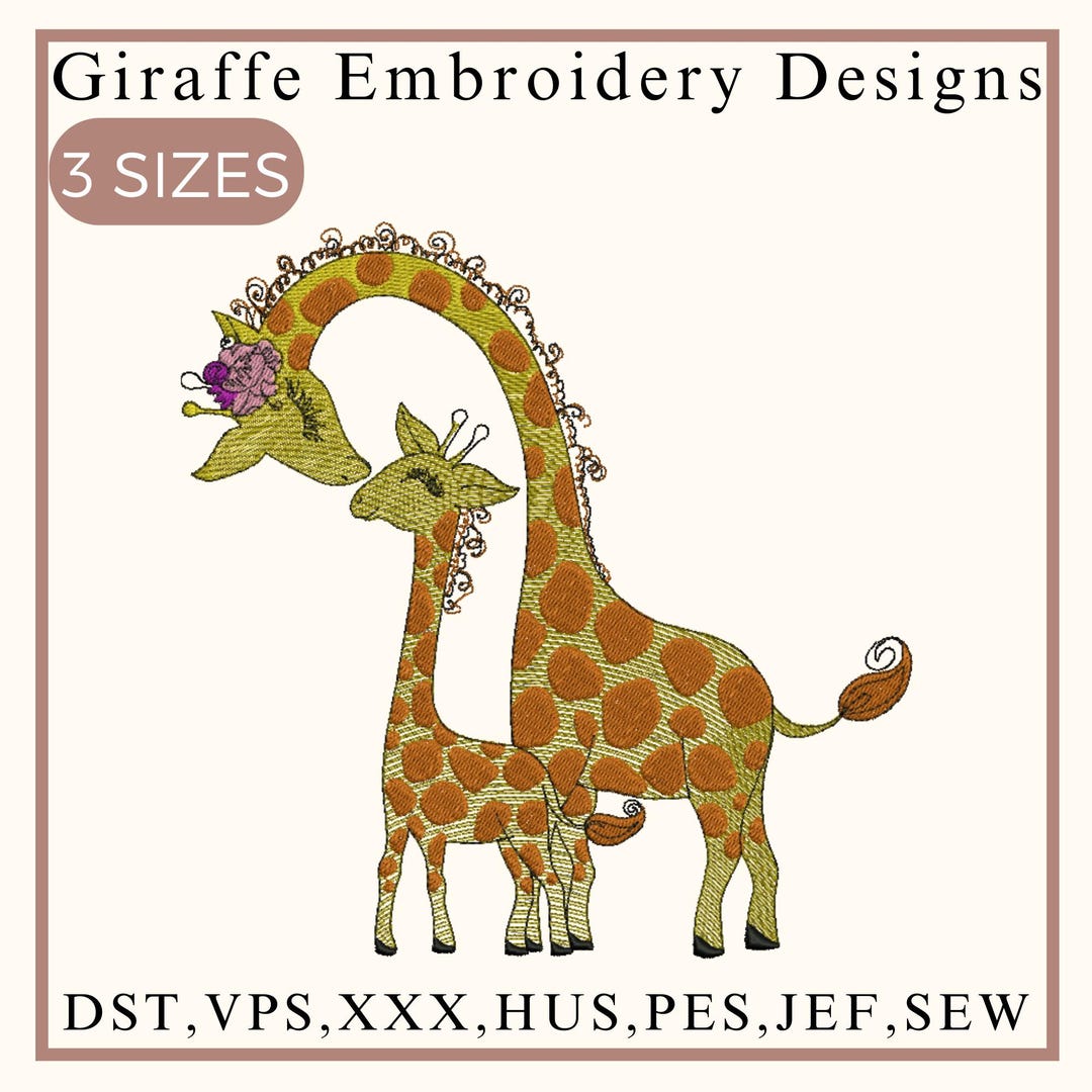 Giraffe Embroidery Design, Cute Giraffe Embroidery, Safari Embroidery ...