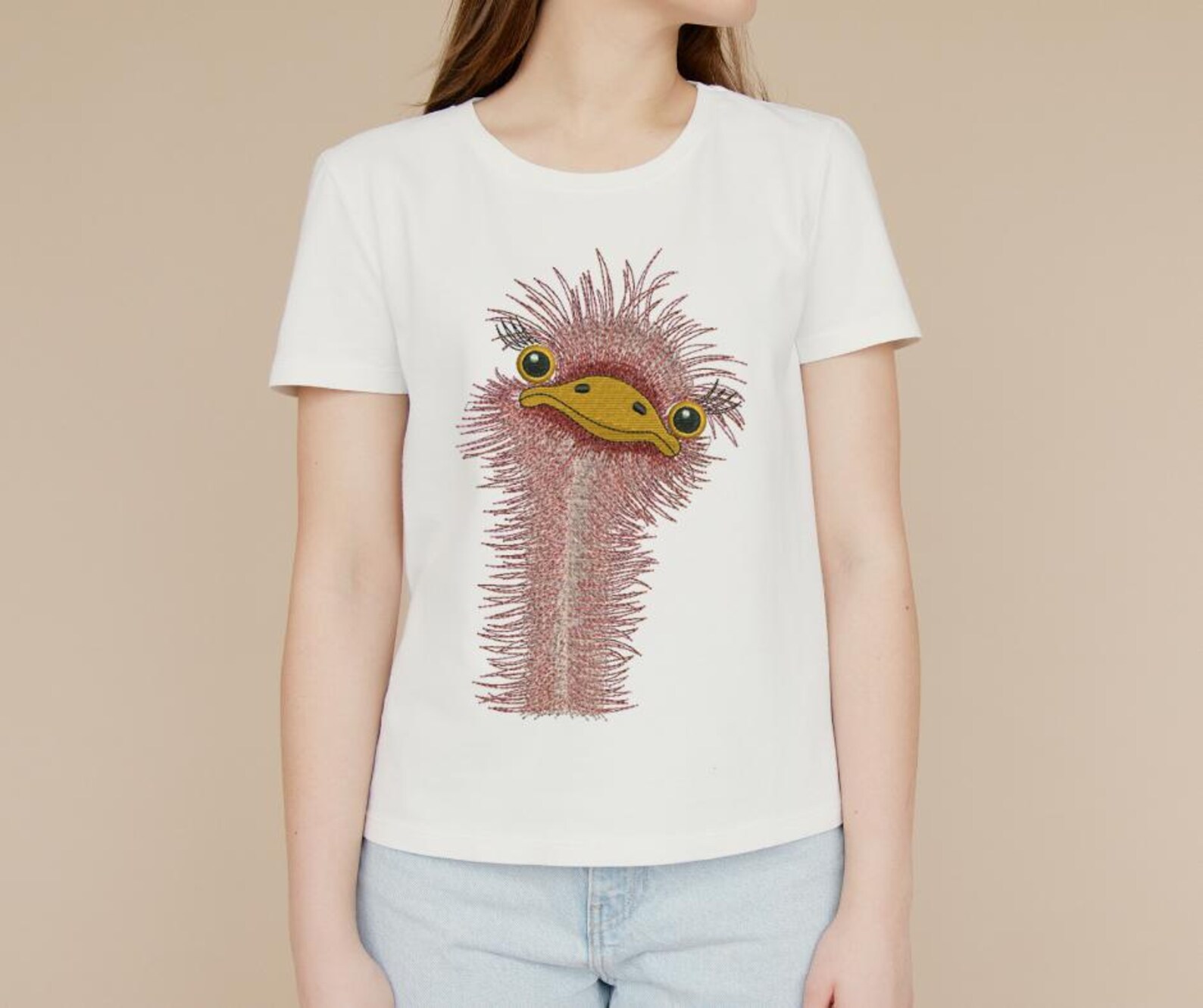 Ostrich Embroidery Design, Bird Embroidery, Cute Ostrich Embroidery ...