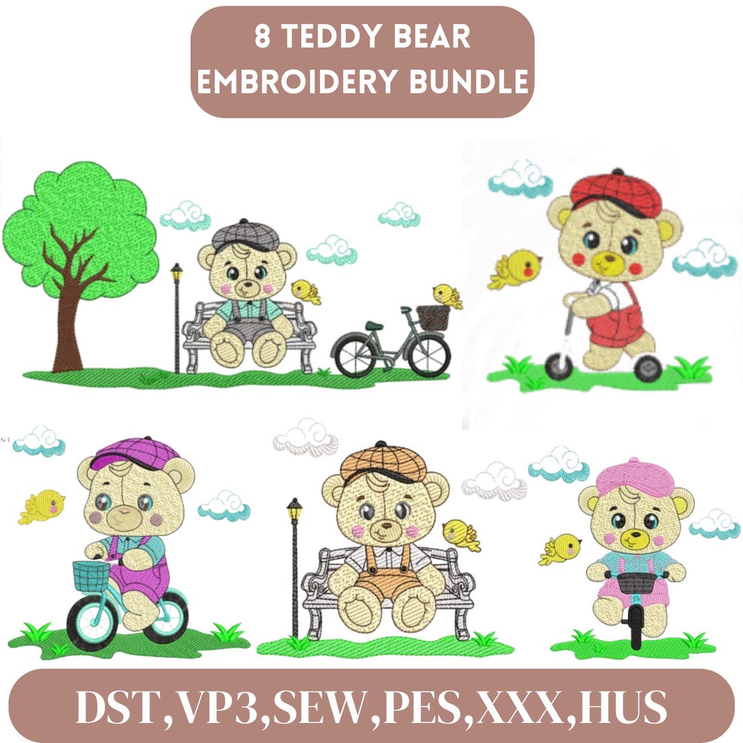 Teddy Bear Embroidery Design, Teddy Embroidery, Bear Embroidery, Teddy ...
