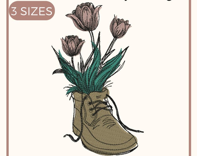 Boot Embroidery Design, Floral Boot Embroidery, Cowboy Boot Embroidery ...