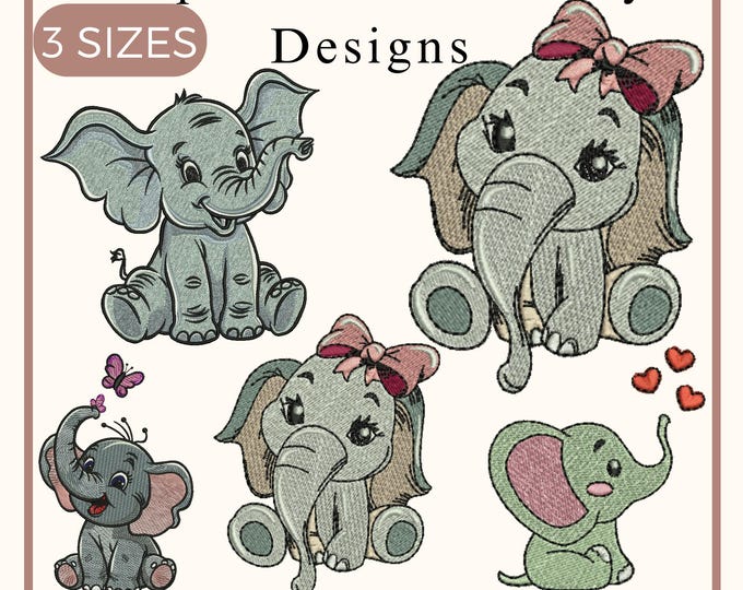 Elephant Embroidery Design, Baby Elephant Embroidery, Cute Elephant ...