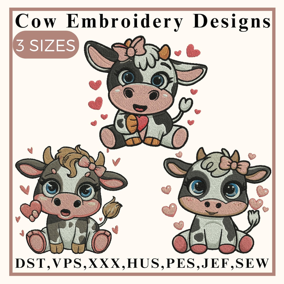Cow Embroidery Design, Baby Highland Cow Embroidery, Cute Cow ...