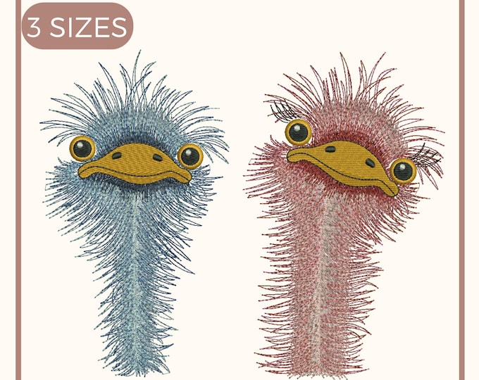 Ostrich Embroidery Design, Bird Embroidery, Cute Ostrich Embroidery ...