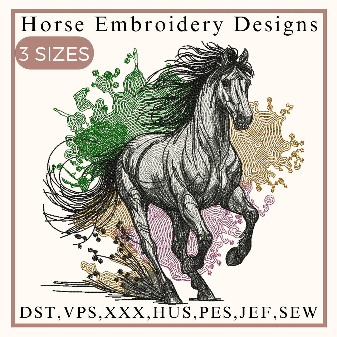 Horse Embroidery Design, Watercolor Horse Embroidery, Horse Head ...