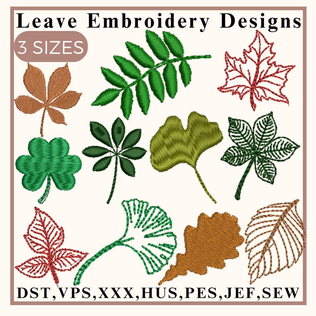 Leaf Embroidery Design, Leaves Embroidery Design, Flower Embroidery ...