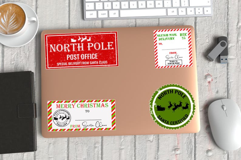 North Pole Stickers, From Santa Gift Tag Sticker, North Pole Mail ...
