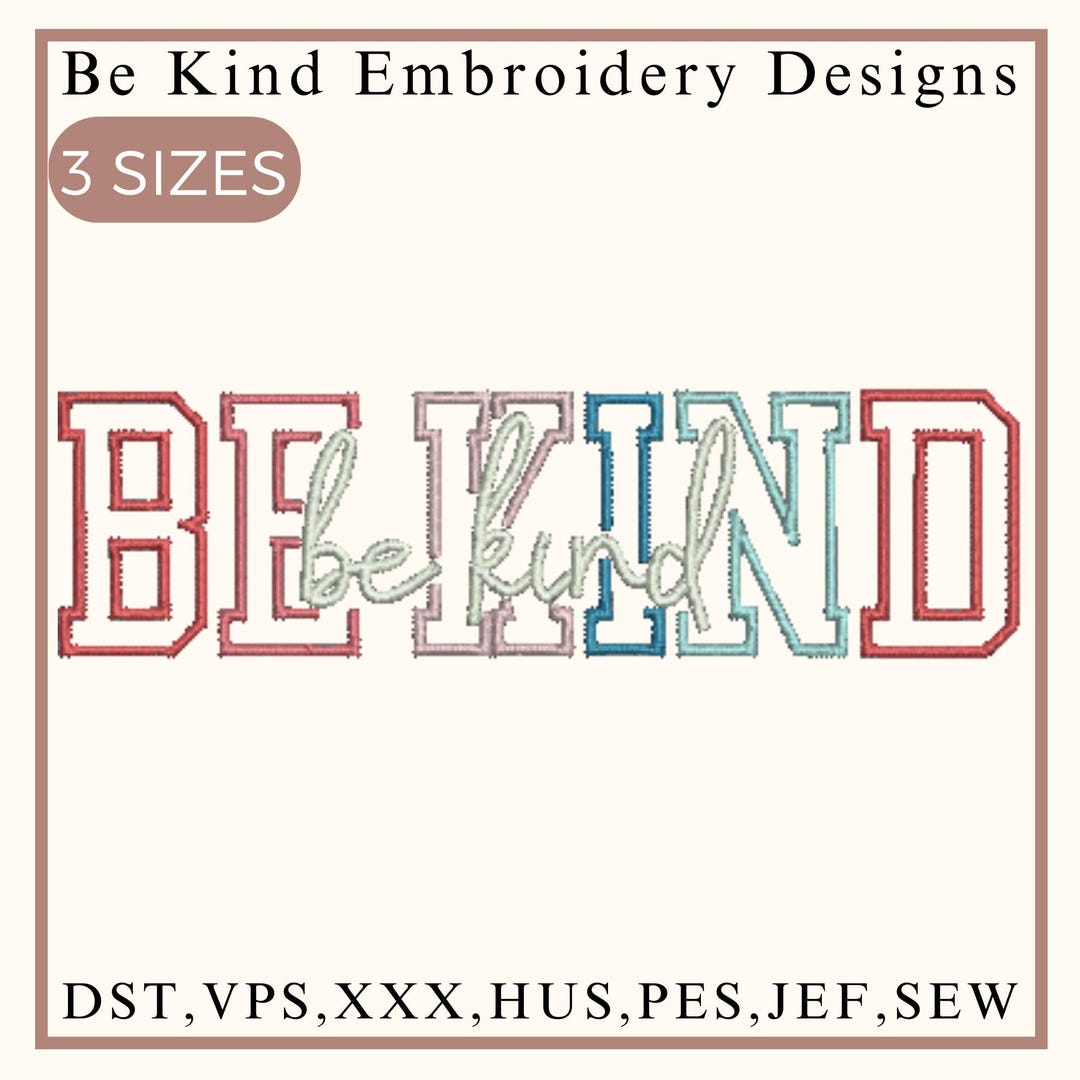 Be Kind Embroidery Design, Inspirational Embroidery, Positive ...