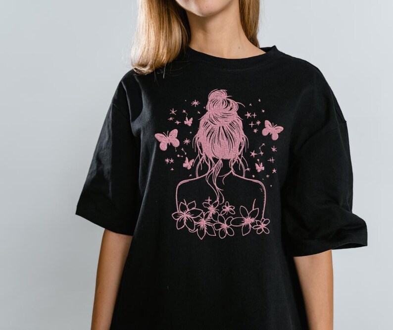 Messy Bun Embroidery Design, Gigi Life, Girl Embroidery, Mothers Day ...