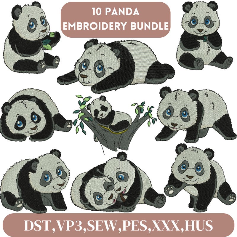 Panda Embroidery - Etsy