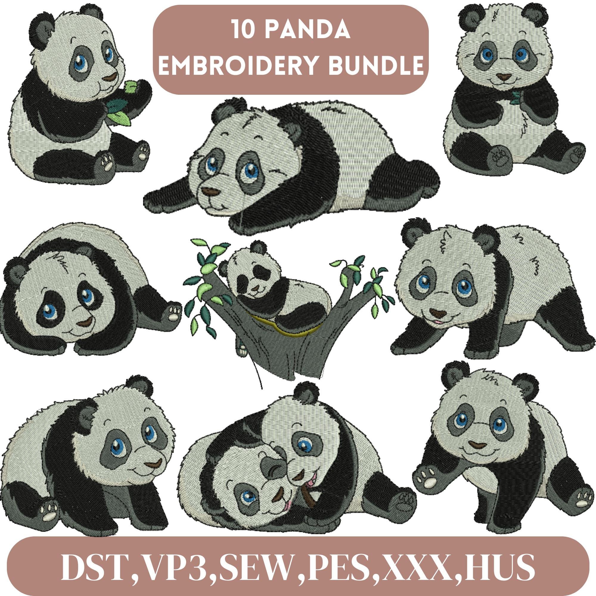 Panda Embroidery Design, Cute Sleepy Panda Embroidery, Baby Bear ...