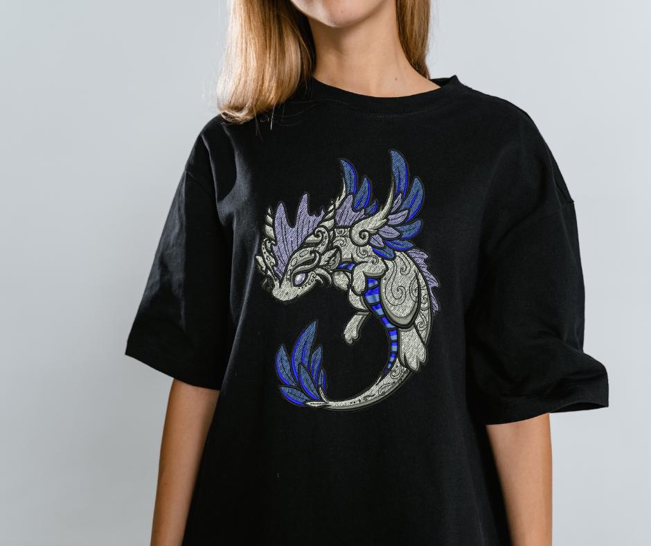 Dragon Embroidery Design, Mini Dragon Design. Dragon Silhouette, Flying ...