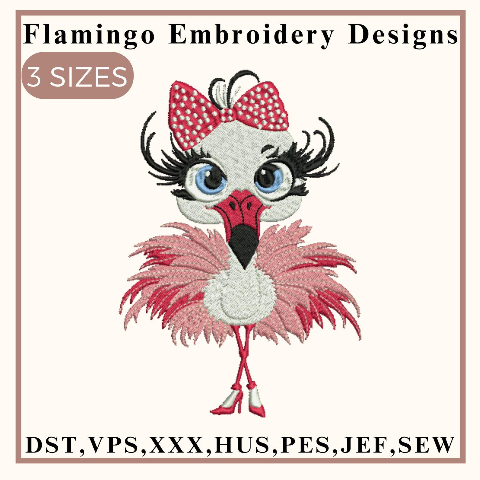 Flamingo Embroidery Design, Crazy Flamingo Embroidery, Flamingo Design ...