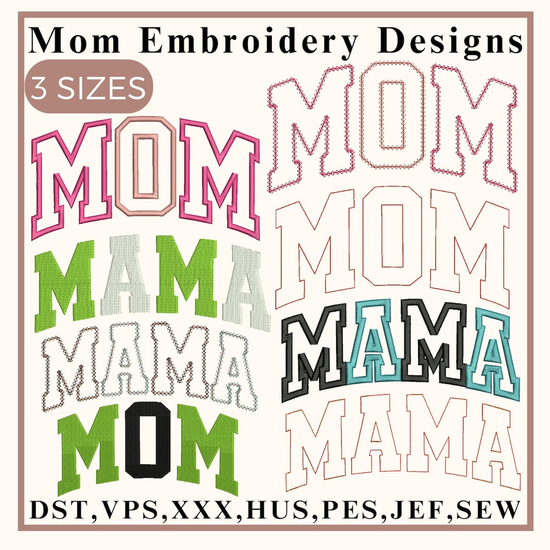 Mom Embroidery Design, Mama Embroidery, Mama Applique Design, Cool Moms ...