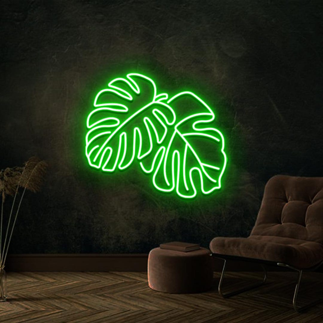 Monstera Leaf Neon Signs, Plant Neon Sign, Custom Neon Sign, Green Leaf ...