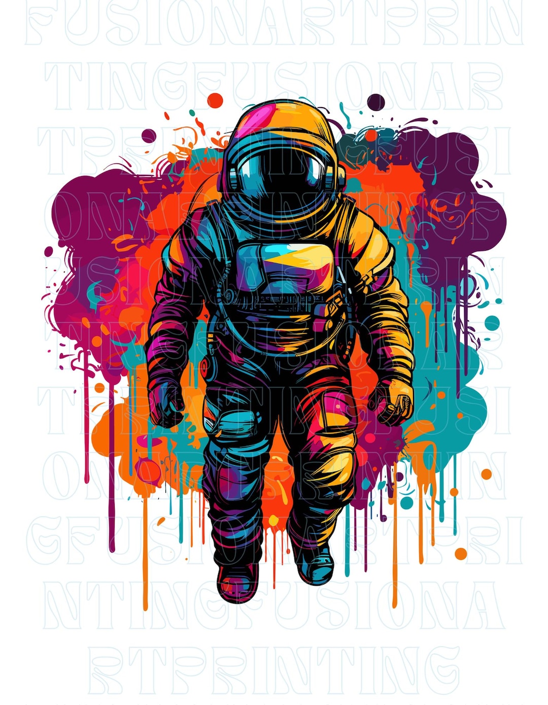 Color Drip Sublimations, Neon Design Downloads, Astronaut Graphic Shirt ...