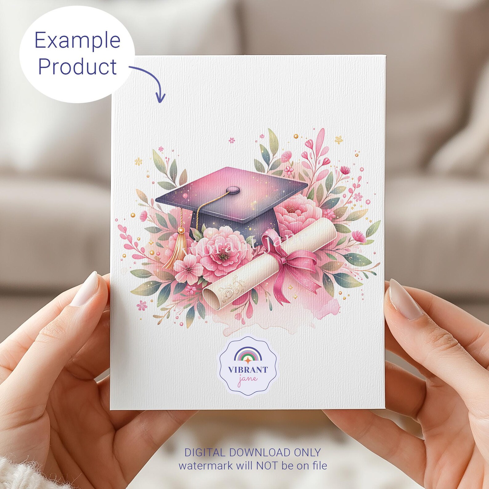 Graduation Cap and Diploma, Pink Watercolor Flowers Clipart Tshirt ...