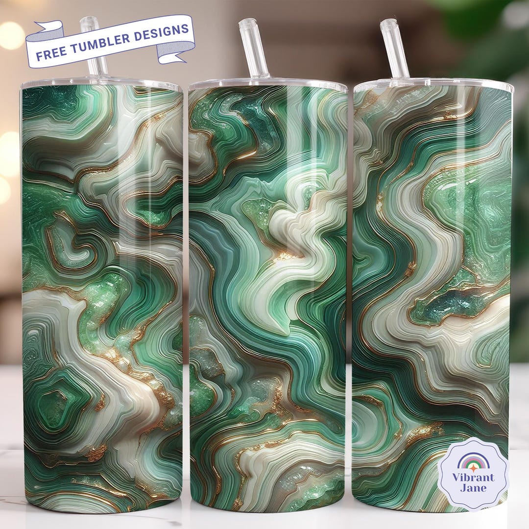 Green Jade 20oz Skinny Tumbler Wrap PNG Sublimation Design Seamless ...