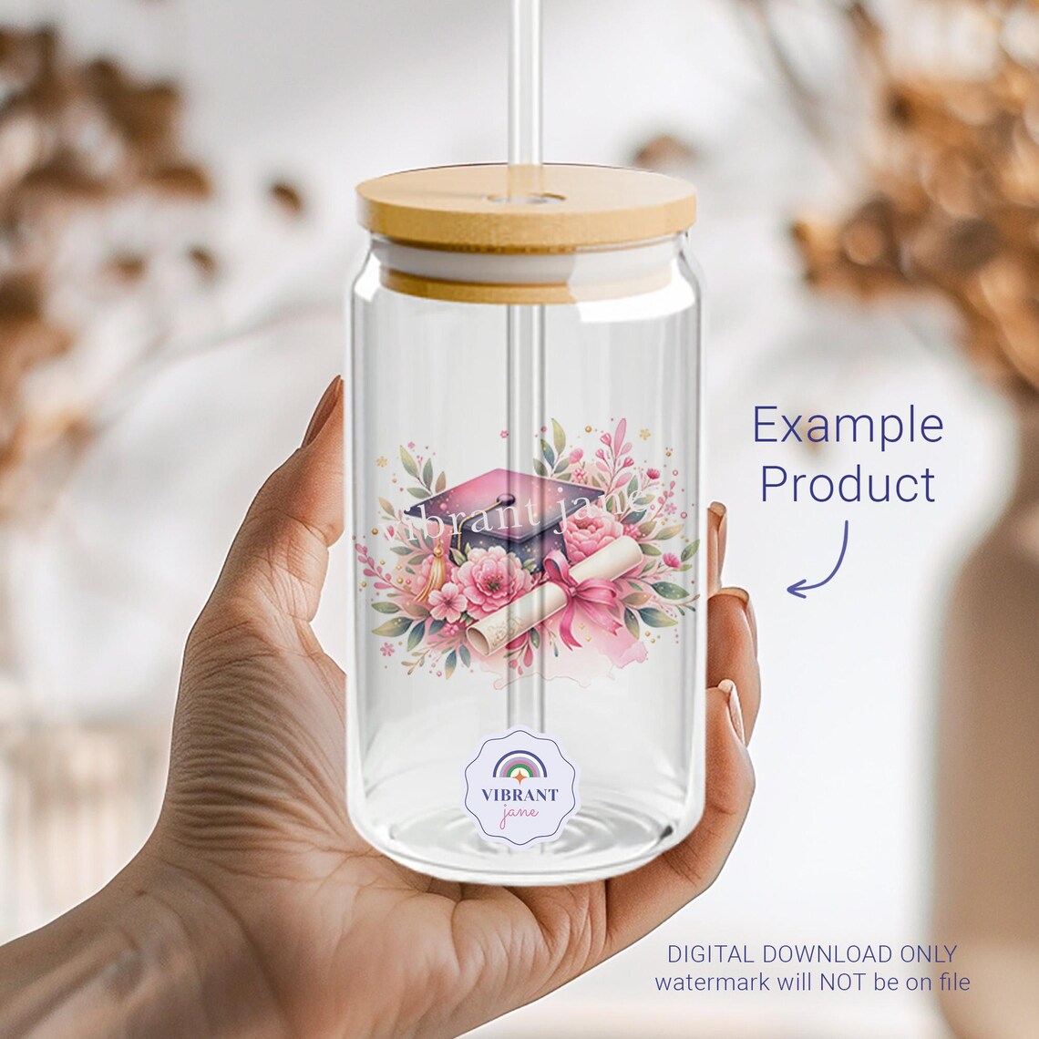 Graduation Cap and Diploma, Pink Watercolor Flowers Clipart Tshirt ...