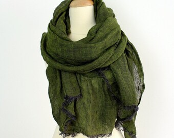 Olive green scarf | Etsy
