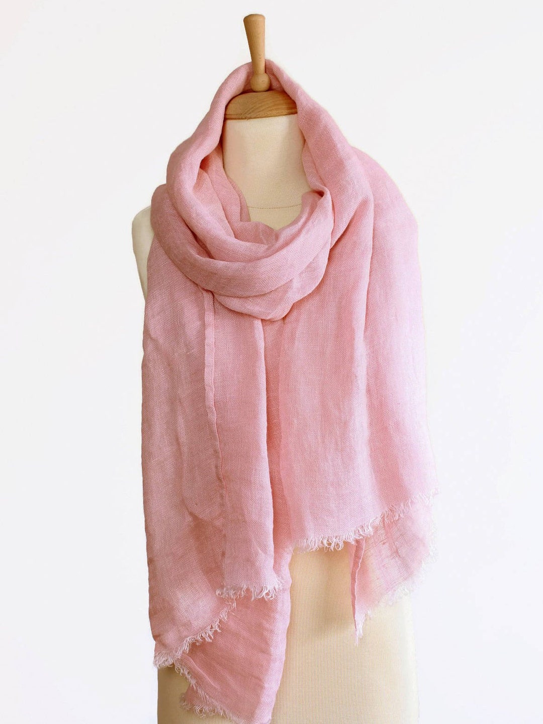 Pale Pink Linen Scarf Oversized Scarves for Women Pure - Etsy