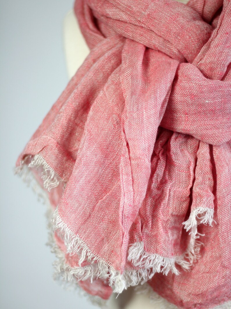Pink Unisex Linen Scarf Quality Linen Shawls Scarves for Men - Etsy