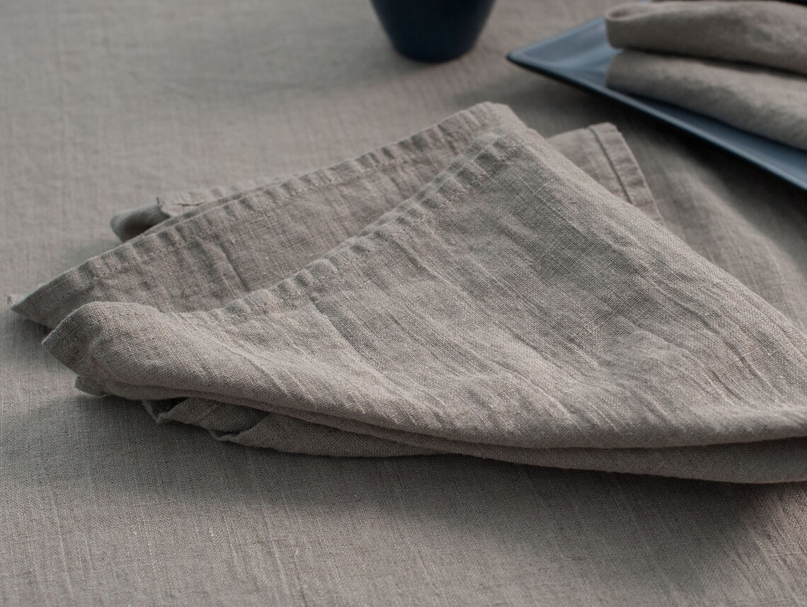 Set of 6 Linen Napkins. Natural Grey Linen Dinner Napkins - Etsy