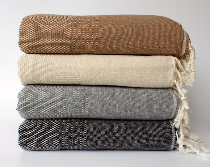 Soft Wool Throw Blanket Merino Wool Sofa Throw Bohemian Woolen Blanket ...