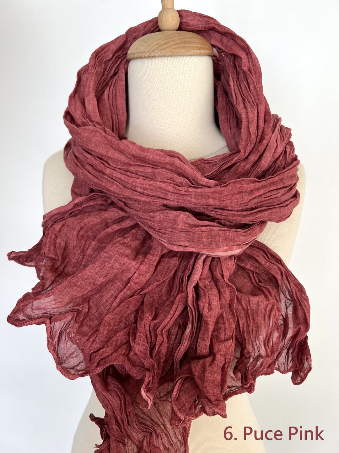 Maroon Scarf / Wrinkled Cotton Scarf / Lightweight Neck Wrap / Boho ...