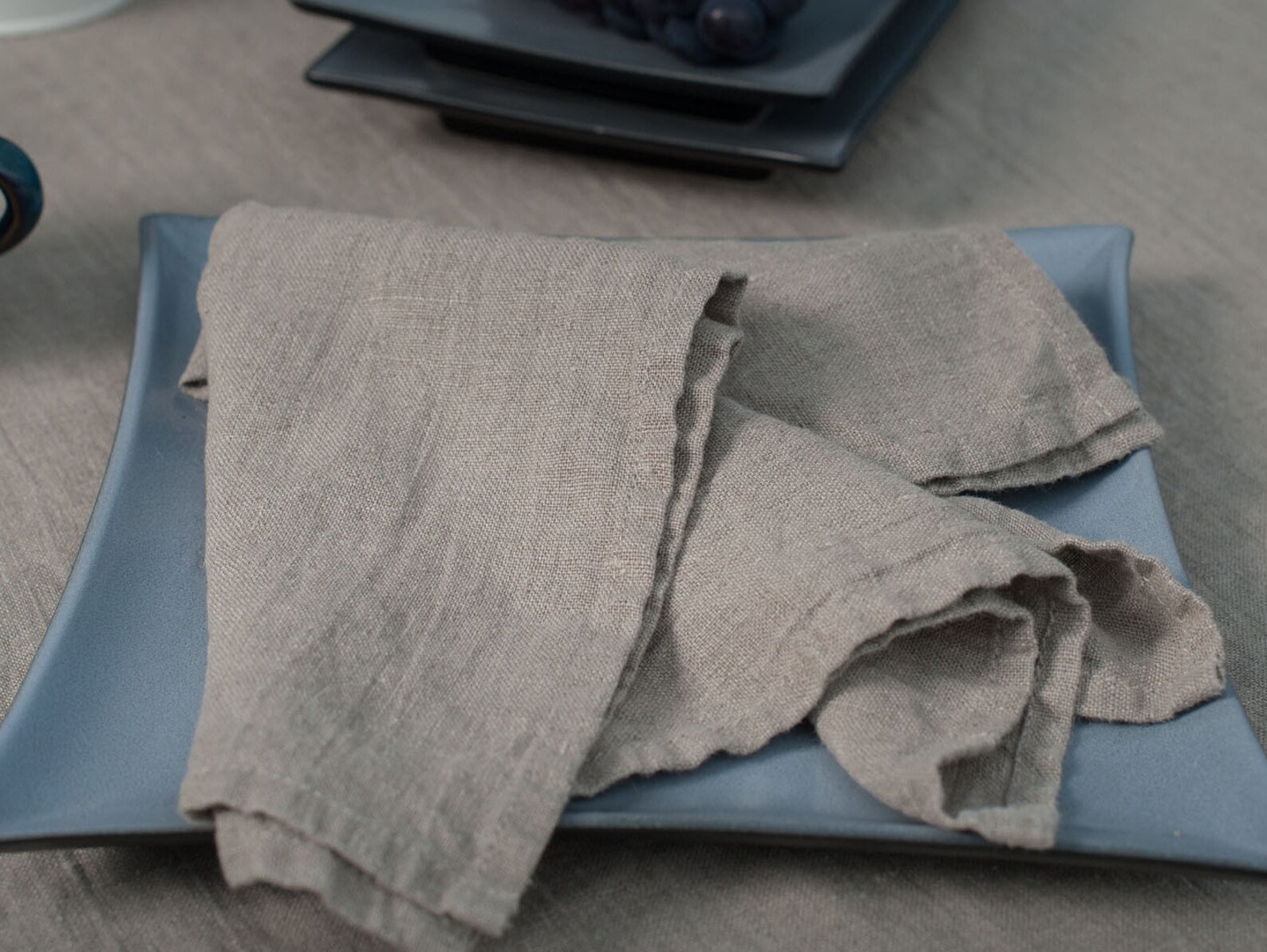 Set of 6 Linen Napkins. Natural Grey Linen Dinner Napkins - Etsy