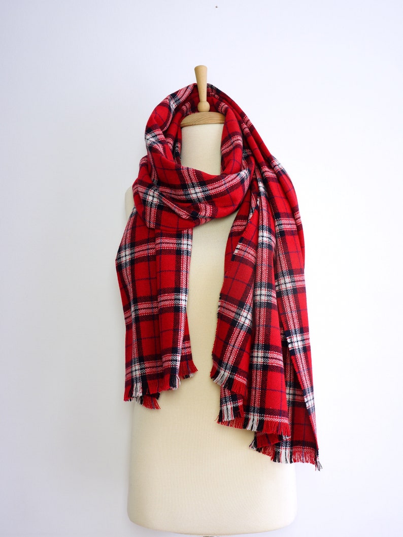 Oversized Wool Scarf Shawl Woolen Blanket Scarf in Red | Etsy