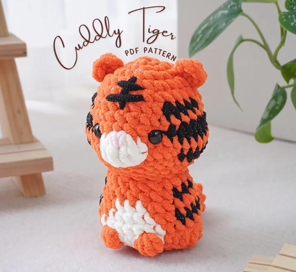 Cuddly Tiger No-sew Crochet Pattern, Amigurumi Tiger Tutorial, Soft ...