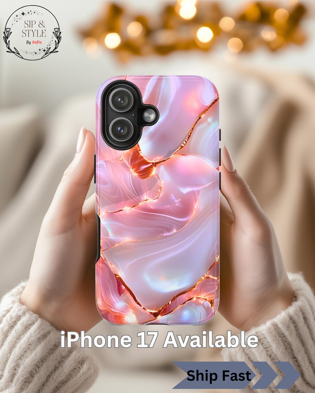 Pink Pearl Agate Shimmer Case, iPhone Samsung Tough Phone Case ...