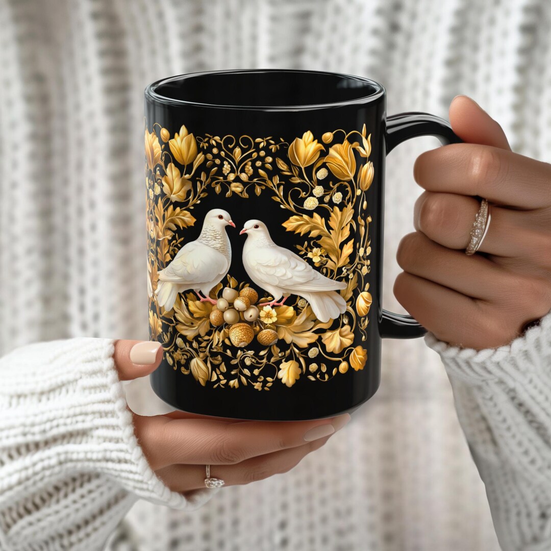 Medieval Floral Dove Mug, Medieval Floral Mug, Valentine Mug, Dad ...