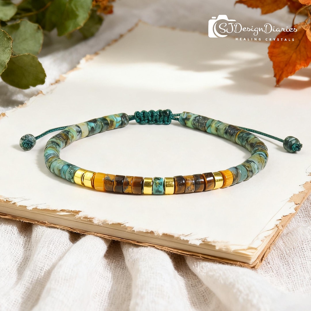 Tiger's Eye Morse Code Bracelet, African Turquoise Courage ...