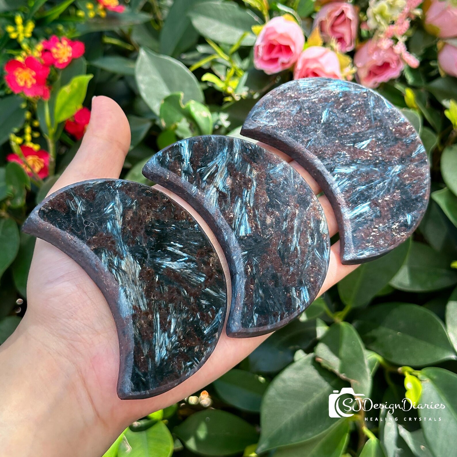 2-3inches Arfvedsonite Palmstone, Astrophyllite Palm Stone, Emotional ...