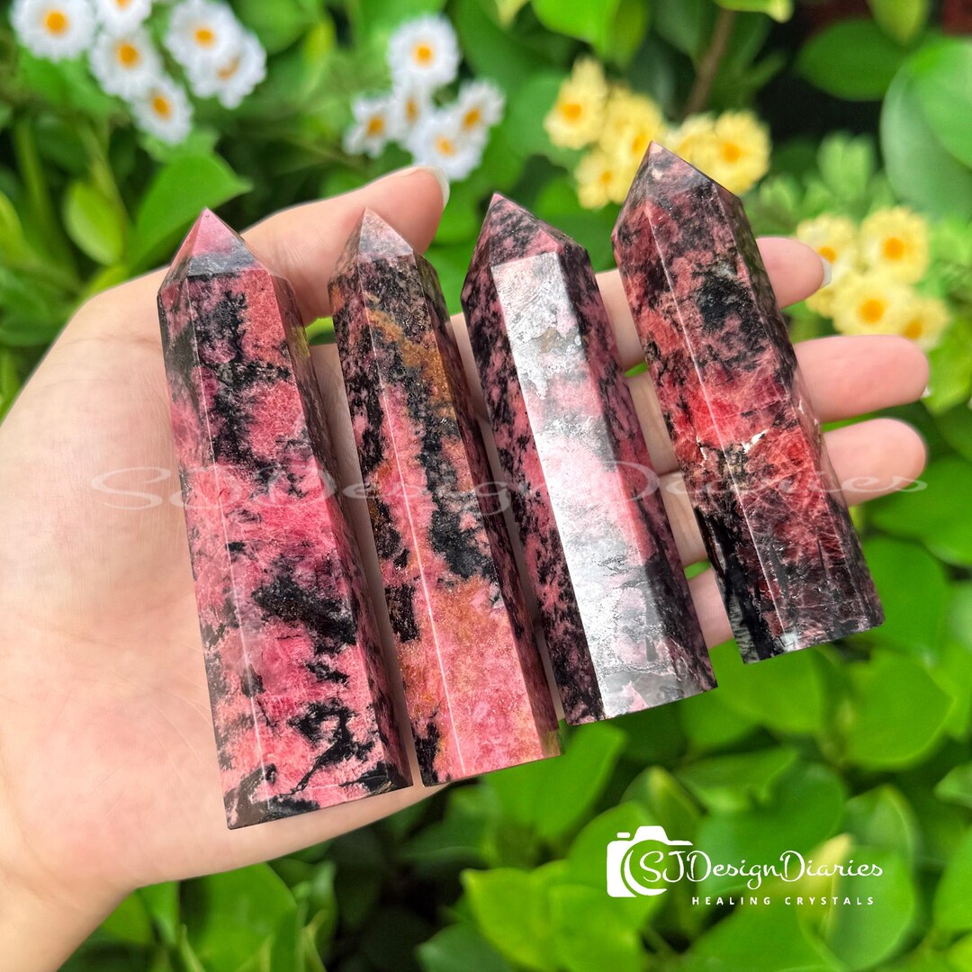Natural Rhodonite Tower Point , AAA+ Grade Rhodonite Tower, Rhodonite ...