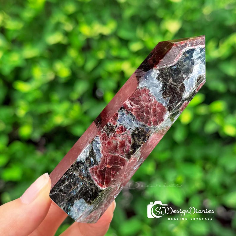 Astrophyllite Garnet Tower, Garnet Agate Obelisk, Mineral Specimen ...