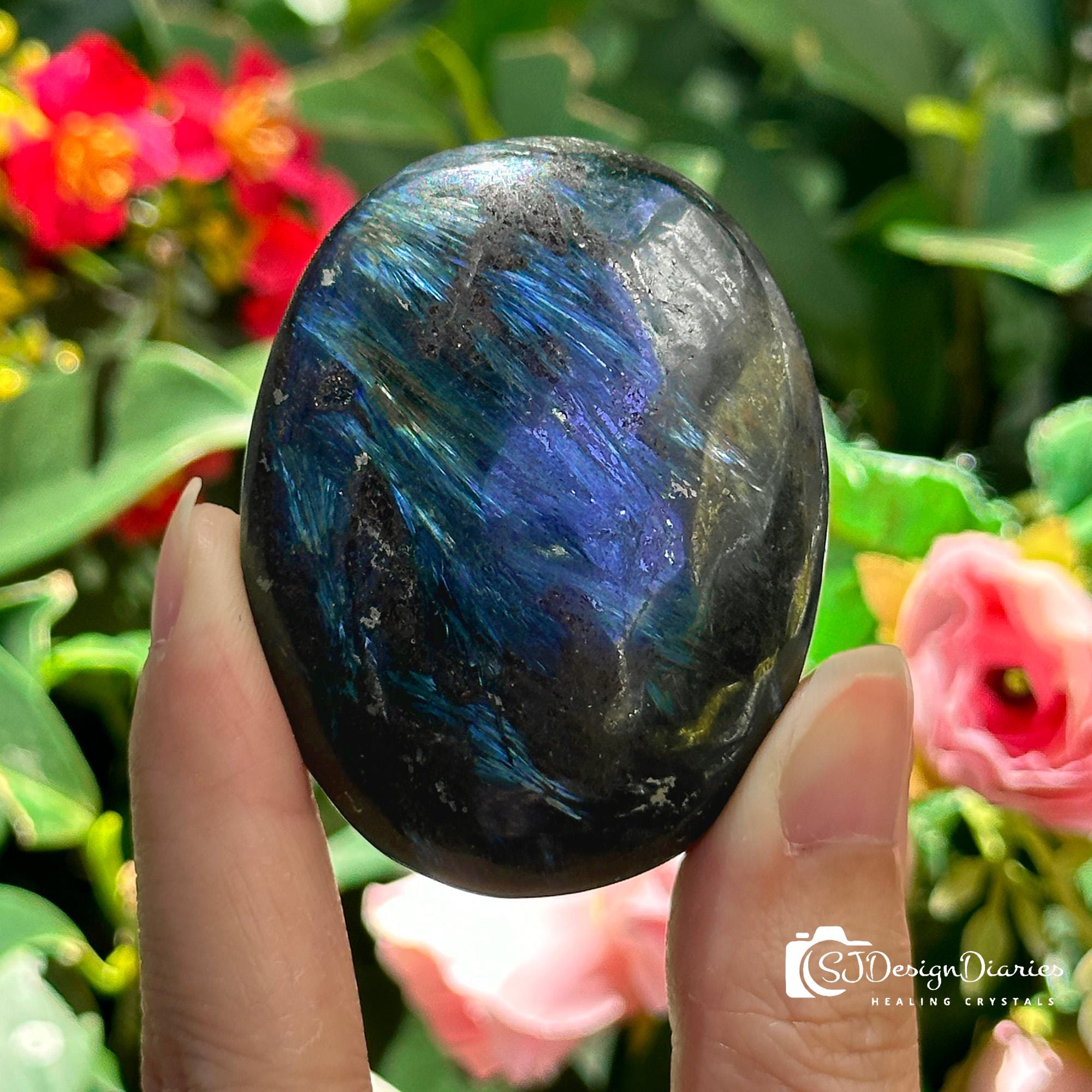 Arfvedsonite Moon Shape Stone, Astrophyllite Worry Stone, Healing ...