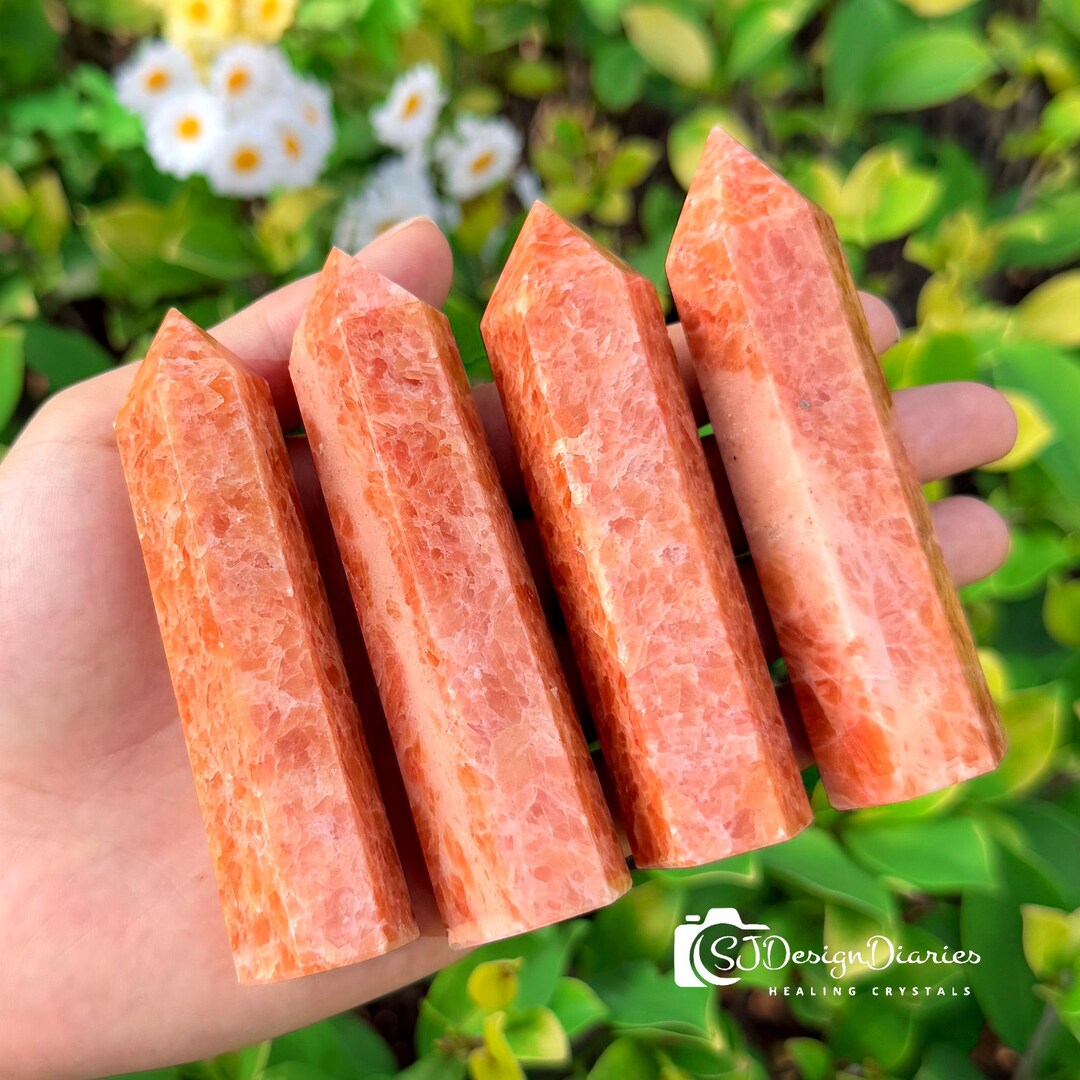 Natural Sunstone Crystal Tower , AAA+ Grade Sunstone Stone Point , Unique Sunstone Obelisks ...