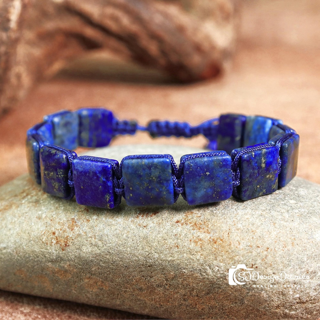 AAA+ Grade Lapis Lazuli Bracelet, Deep Blue Tube Bead Bracelet ...