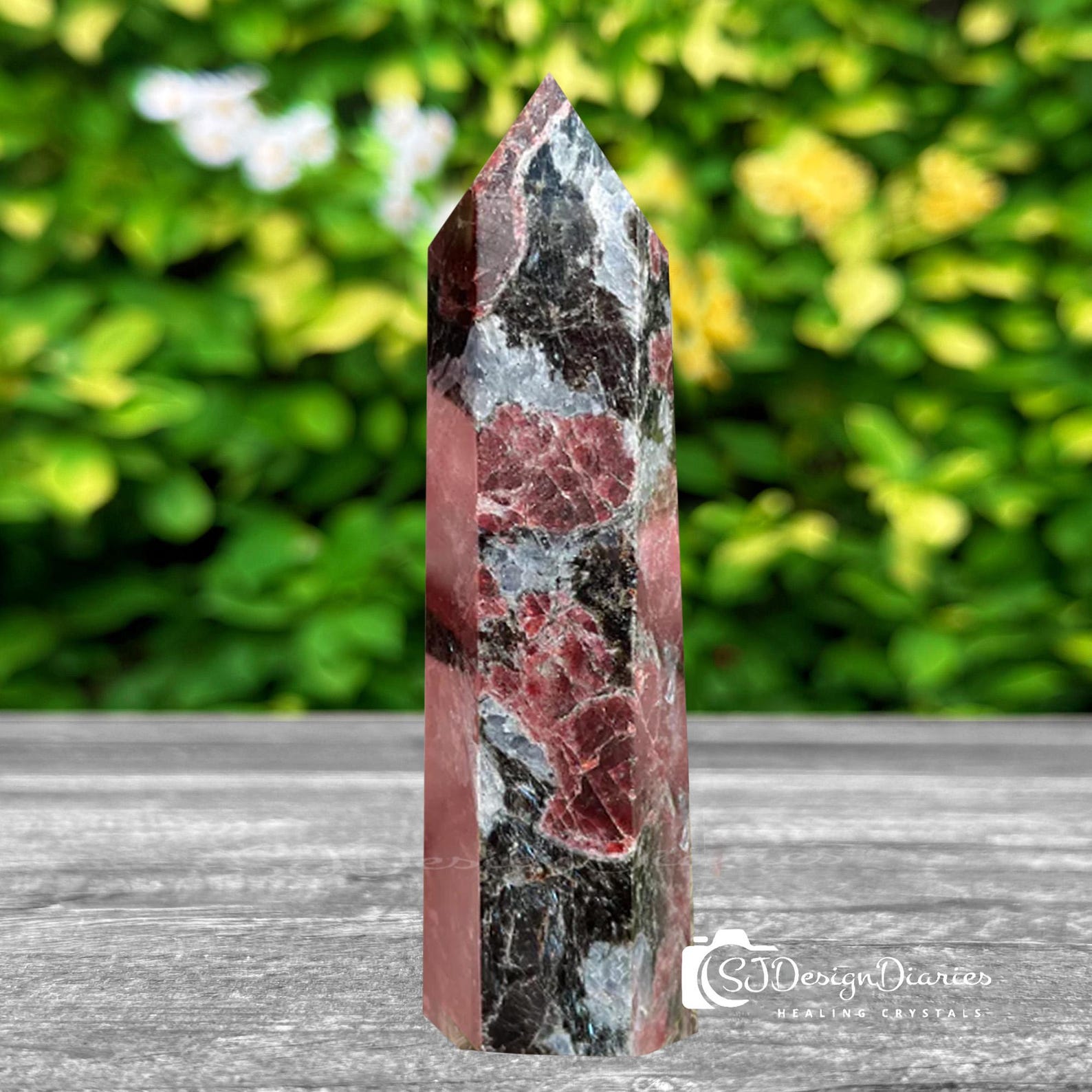 Garnet Astrophyllite Crystal Tower, Natural Firework Stone Obelisk ...