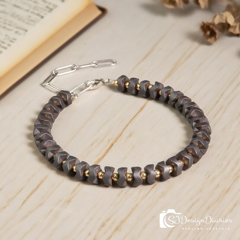 Hematite Stacking Bracelet: Grounding, Stress Relief, Energy Protection ...