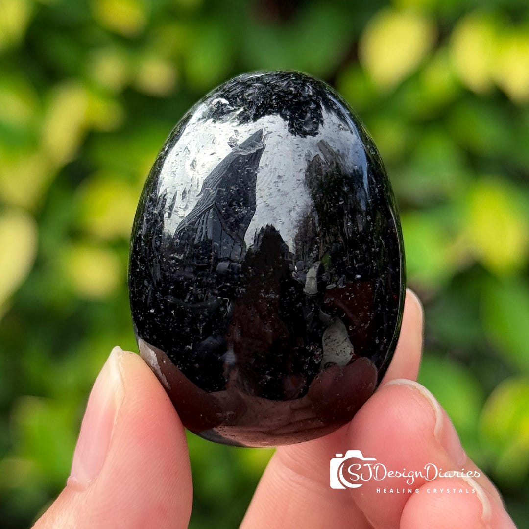 Pocket-sized Black Tourmaline Stone , Tumbled Smooth for Portable ...